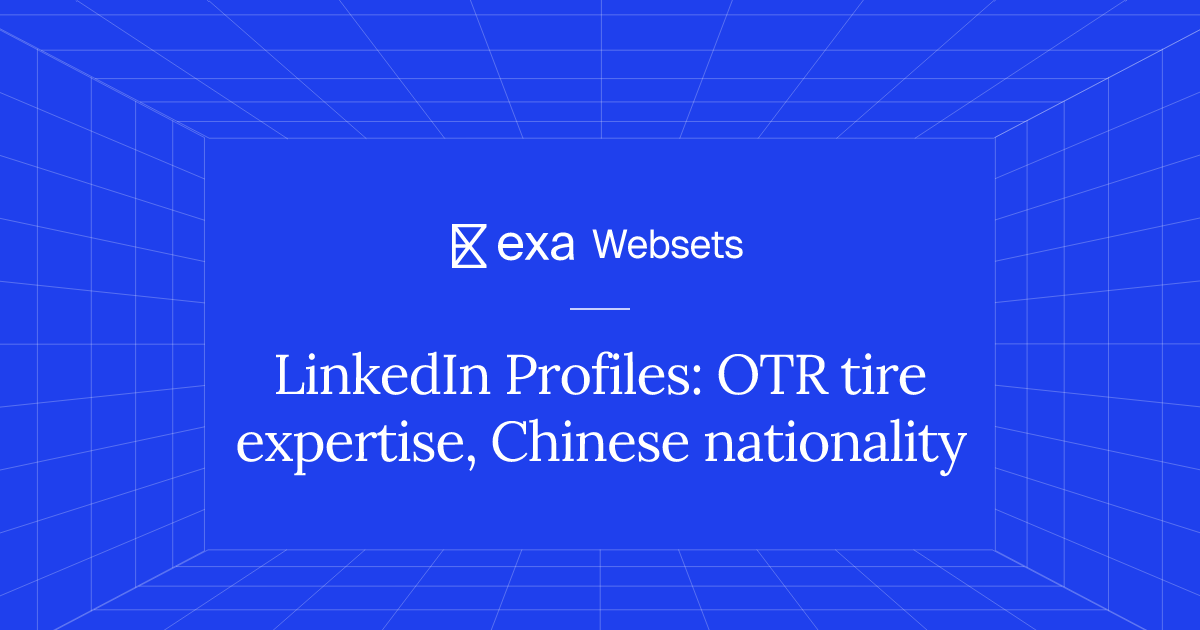 5 LinkedIn Profiles: OTR tire expertise, Chinese nationality | Exa Websets