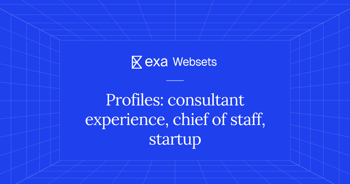 5 Profiles: consultant experience, chief of staff, startup | Exa Websets