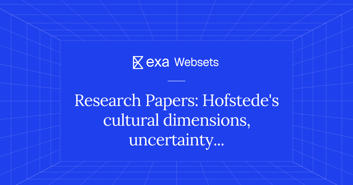 5 Research Papers: Hofstede's cultural dimensions, uncertainty ...
