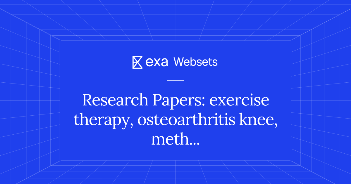 5 Research Papers: exercise therapy, osteoarthritis knee, methodology ...